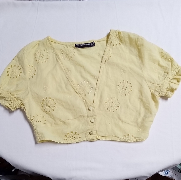 PrettyLittleThing | Tops | Prettylittlelemon Lemon Embroidered Crop Top ...